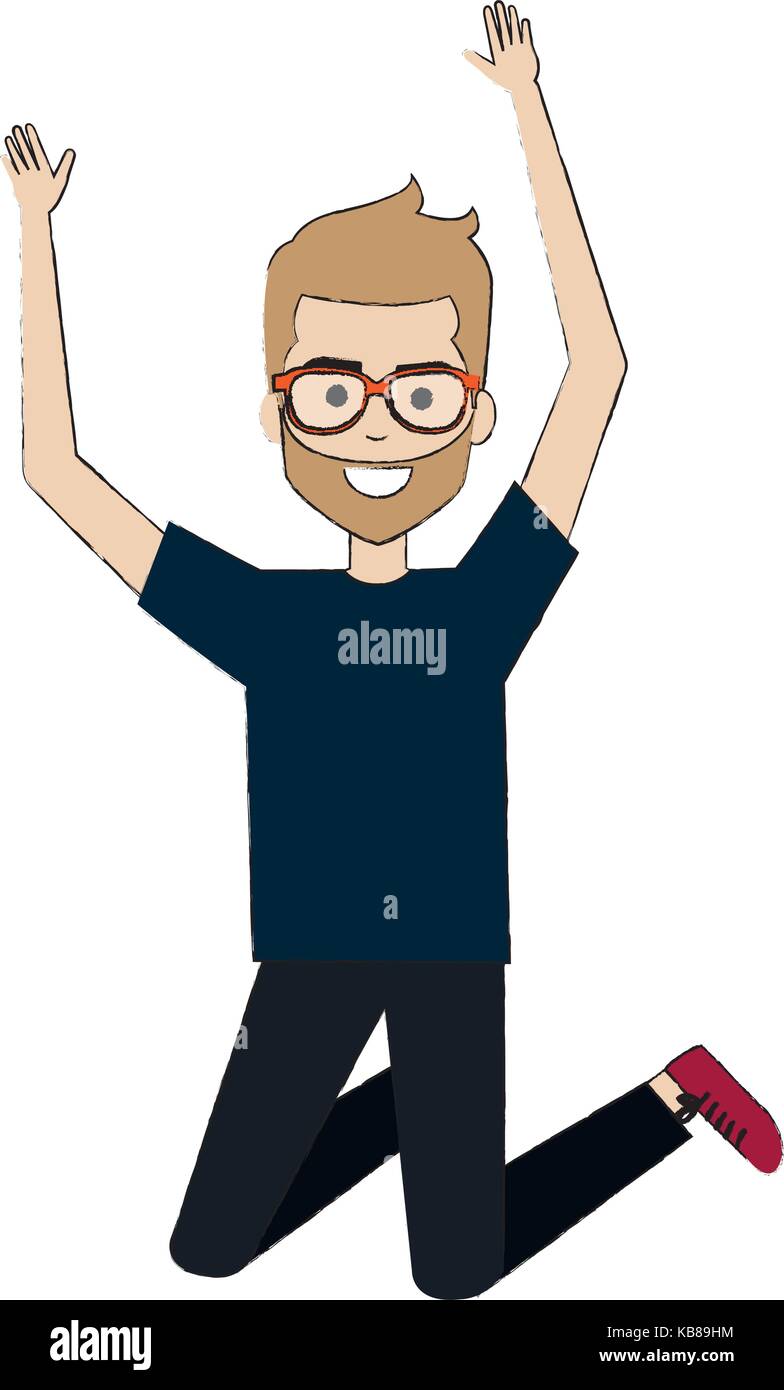 cheerful jumping man avatar Stock Vector Image & Art - Alamy