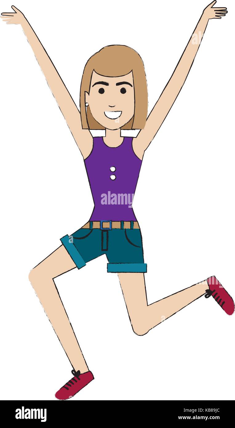 cheerful jumping woman avatar Stock Vector Image & Art - Alamy