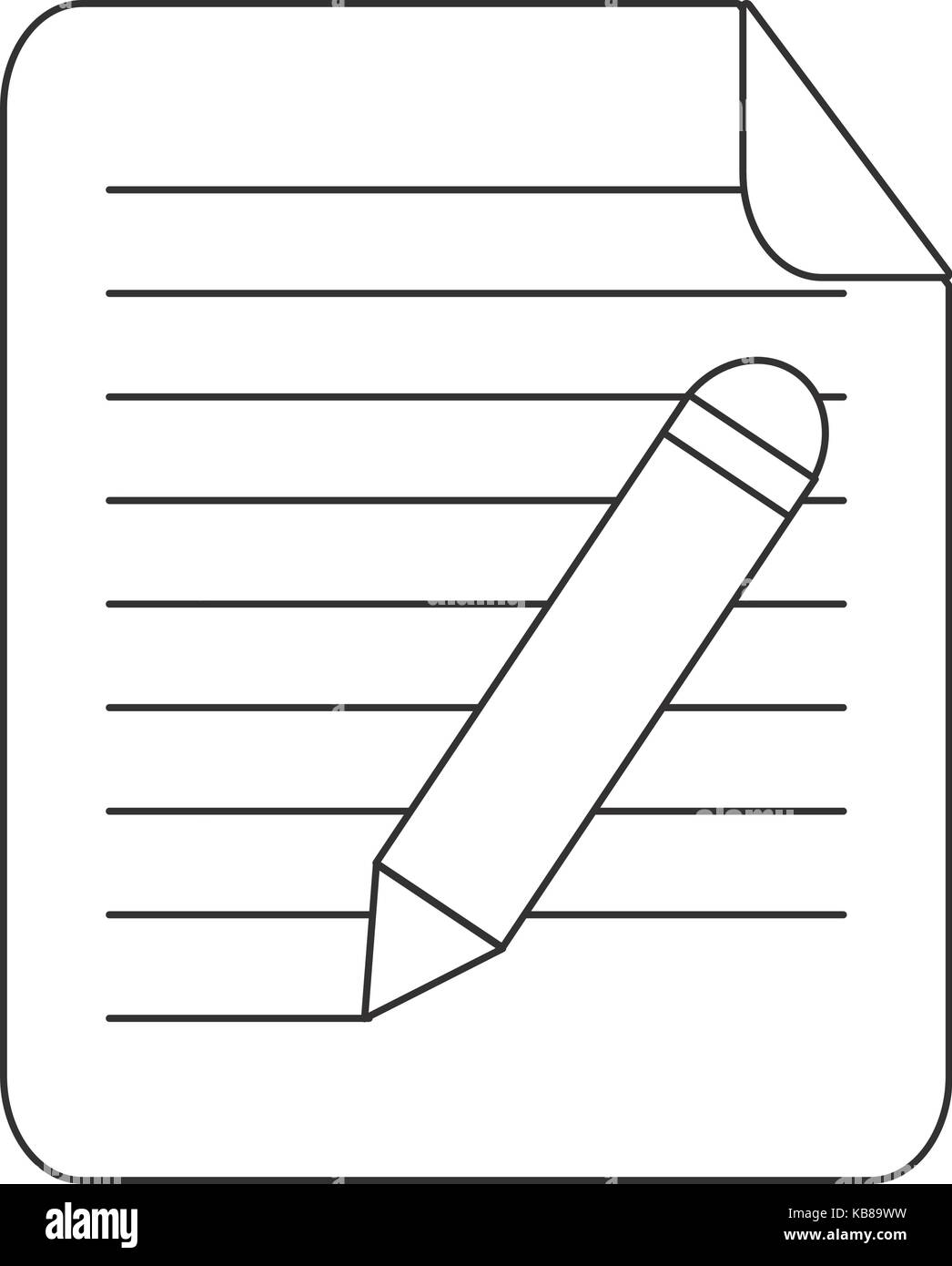 paper page and pencil icon over white background vector illustration ...