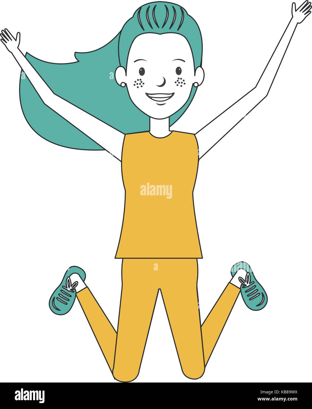 cheerful jumping woman avatar Stock Vector Image & Art - Alamy