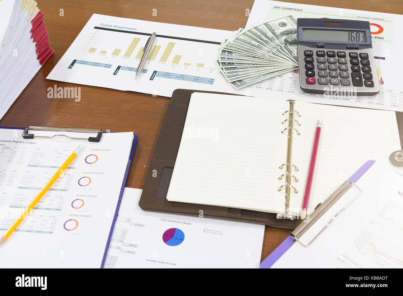 Business and finance concept of office working,Notebook ,Expense ...