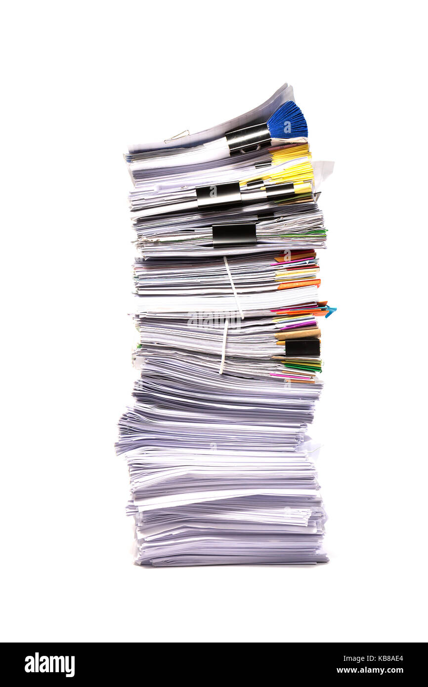Stack of business papers isolated on white background Stock Photo - Alamy