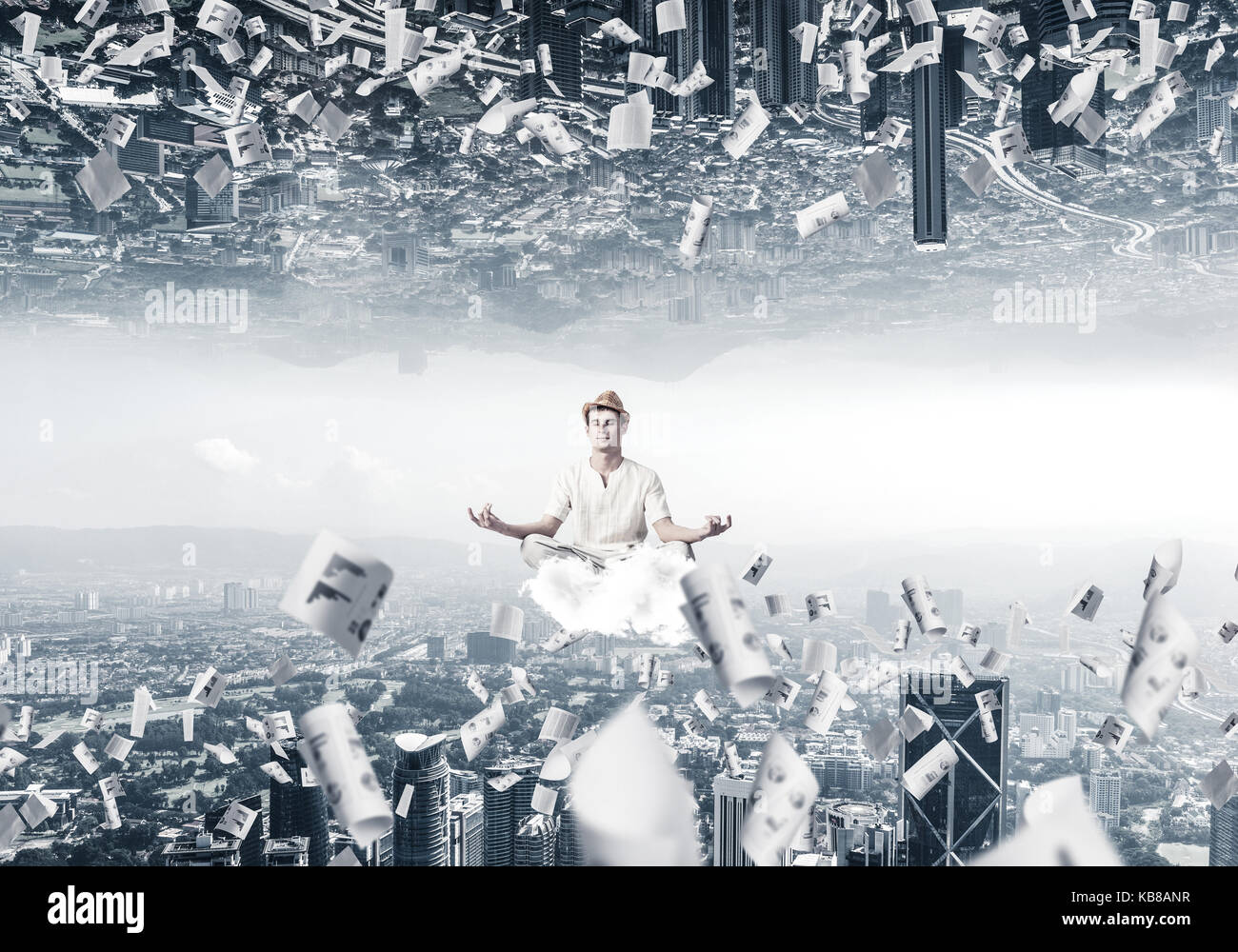 Young man keeping mind conscious Stock Photo - Alamy