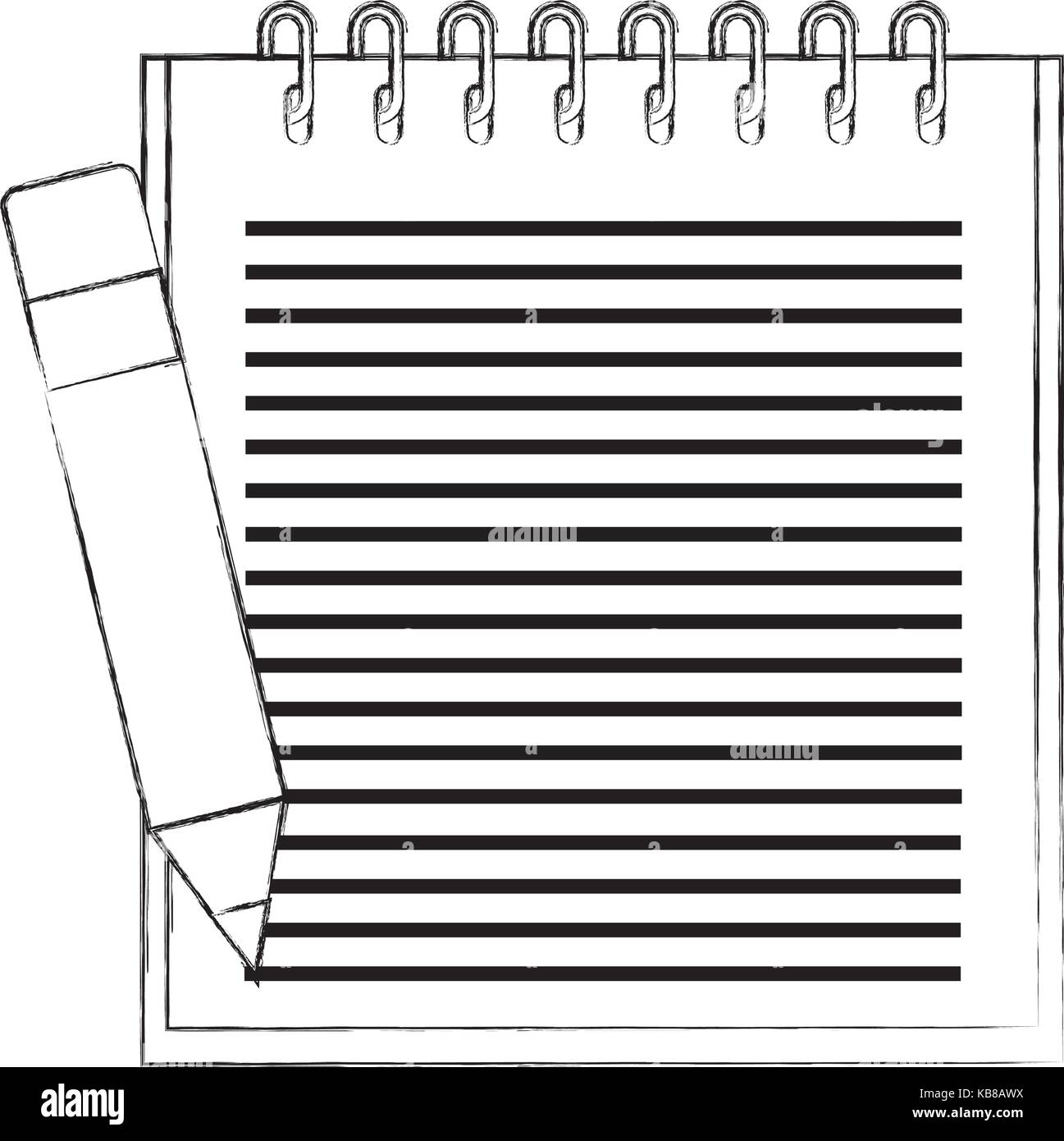 school notebook spiral with pencil education element Stock Vector Image ...