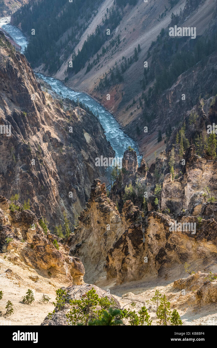 Yellowstone Canyon and rock pinnacles overlooking the Yellowstone River ...