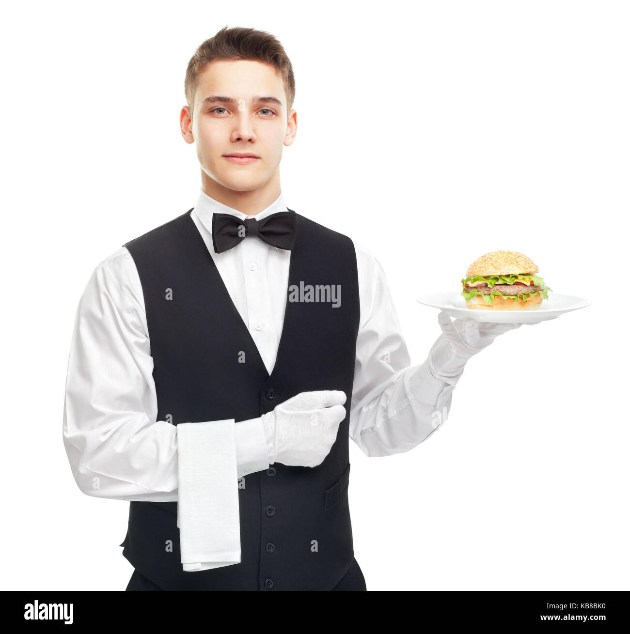 Waiter holding fast food tray hi-res stock photography and images - Alamy