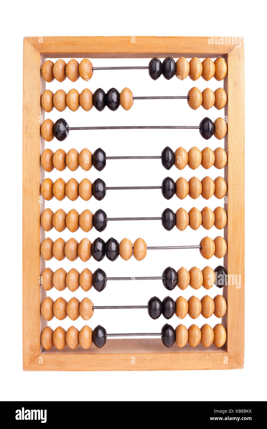 Accounting abacus for financial calculations isolated on white ...