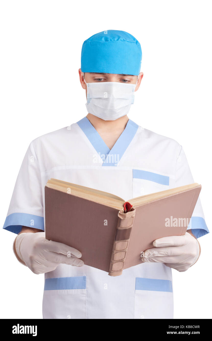 medical doctor reads the book isolated on white background Stock Photo ...