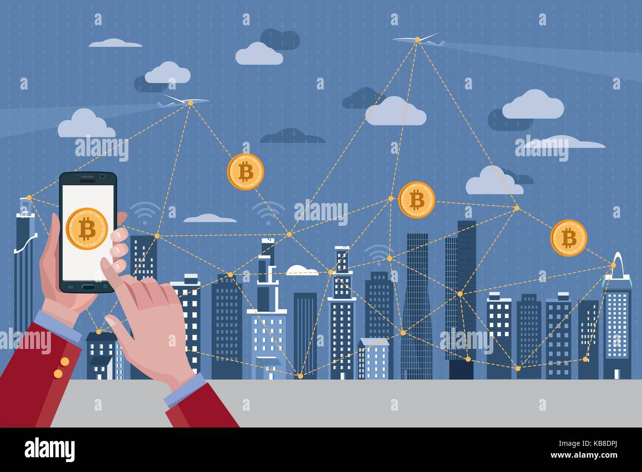 Cryptocurrency on mobile Stock Vector Images - Alamy