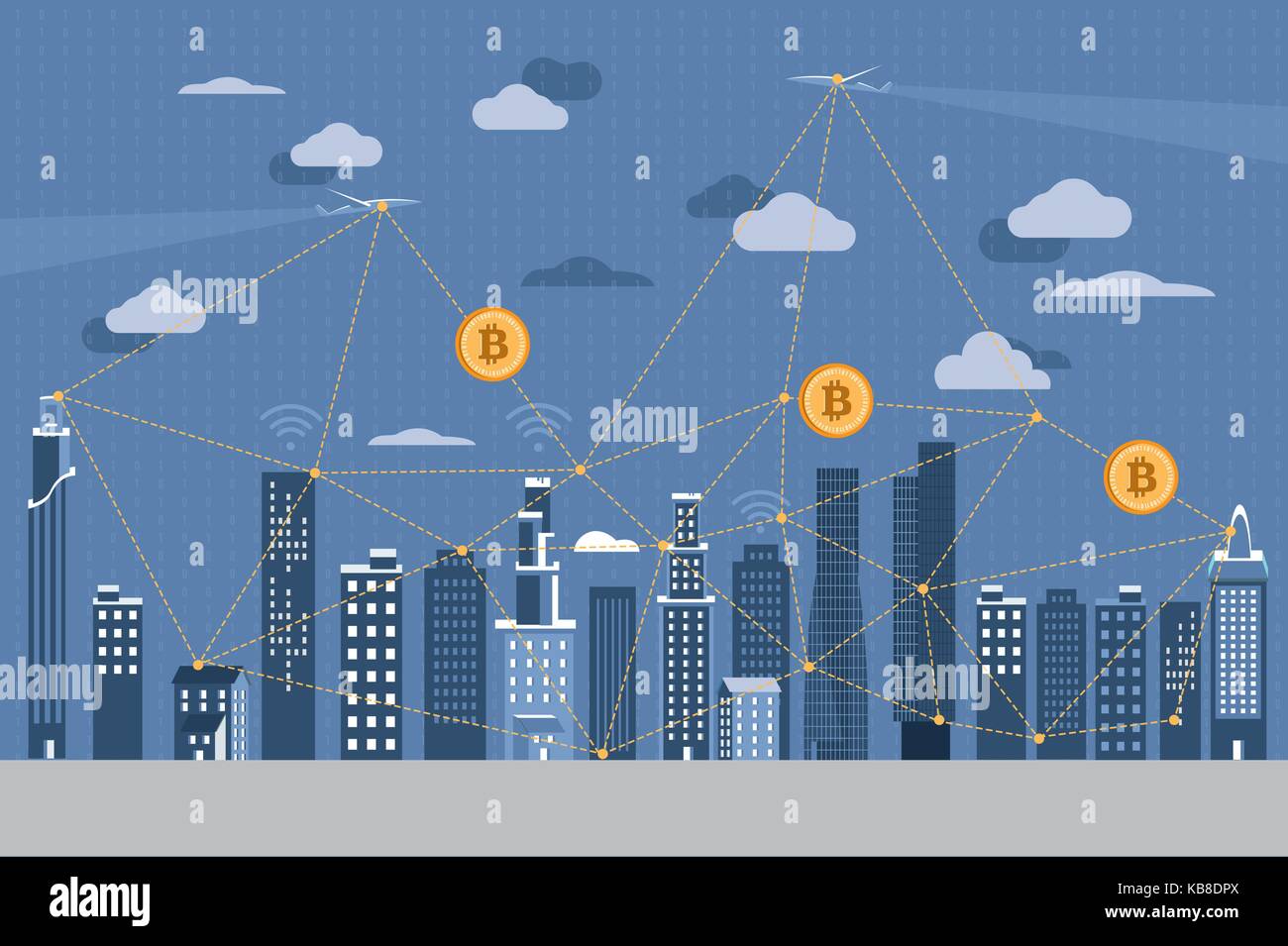 Modern City and Blockchain Concept Stock Vector Image & Art - Alamy