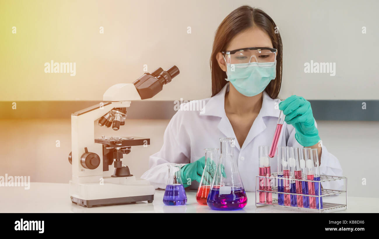 Portrait of Asian scientific researcher working in laboratory Stock ...