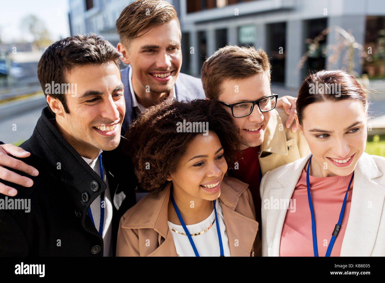 Happy people conference badges hi-res stock photography and images - Alamy
