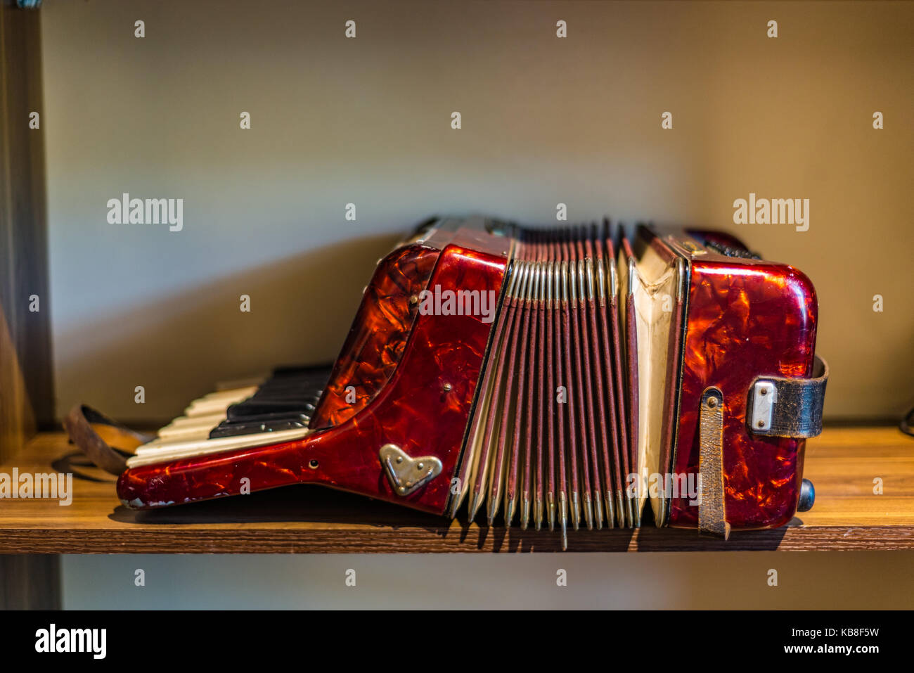Antique red accordion Stock Photo - Alamy
