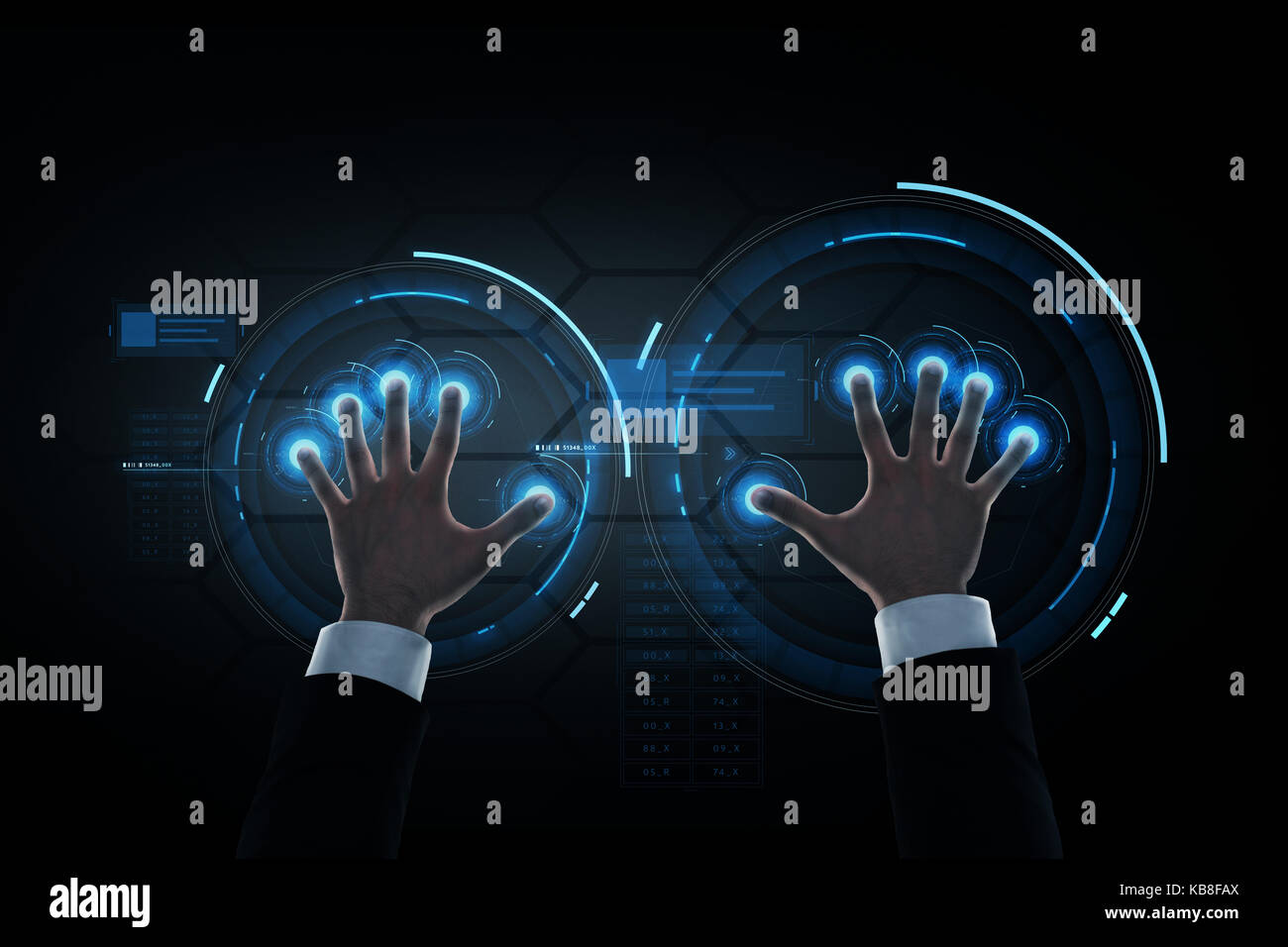 businessman hands with virtual projection Stock Photo - Alamy