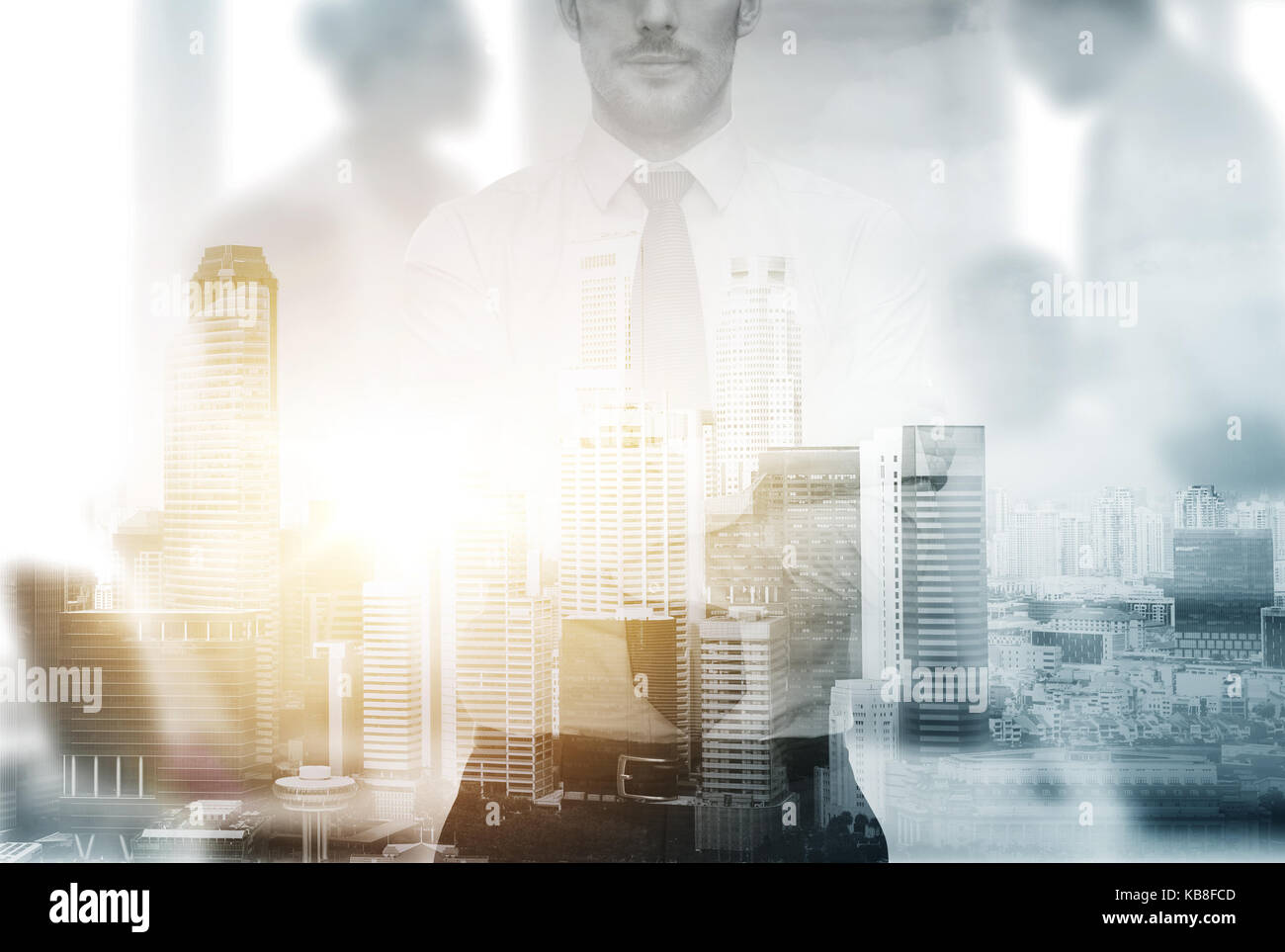 close up of businessman over city background Stock Photo - Alamy