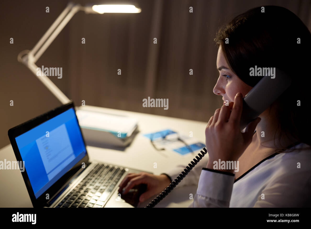 Modern workplace laptop telephone hi-res stock photography and images ...