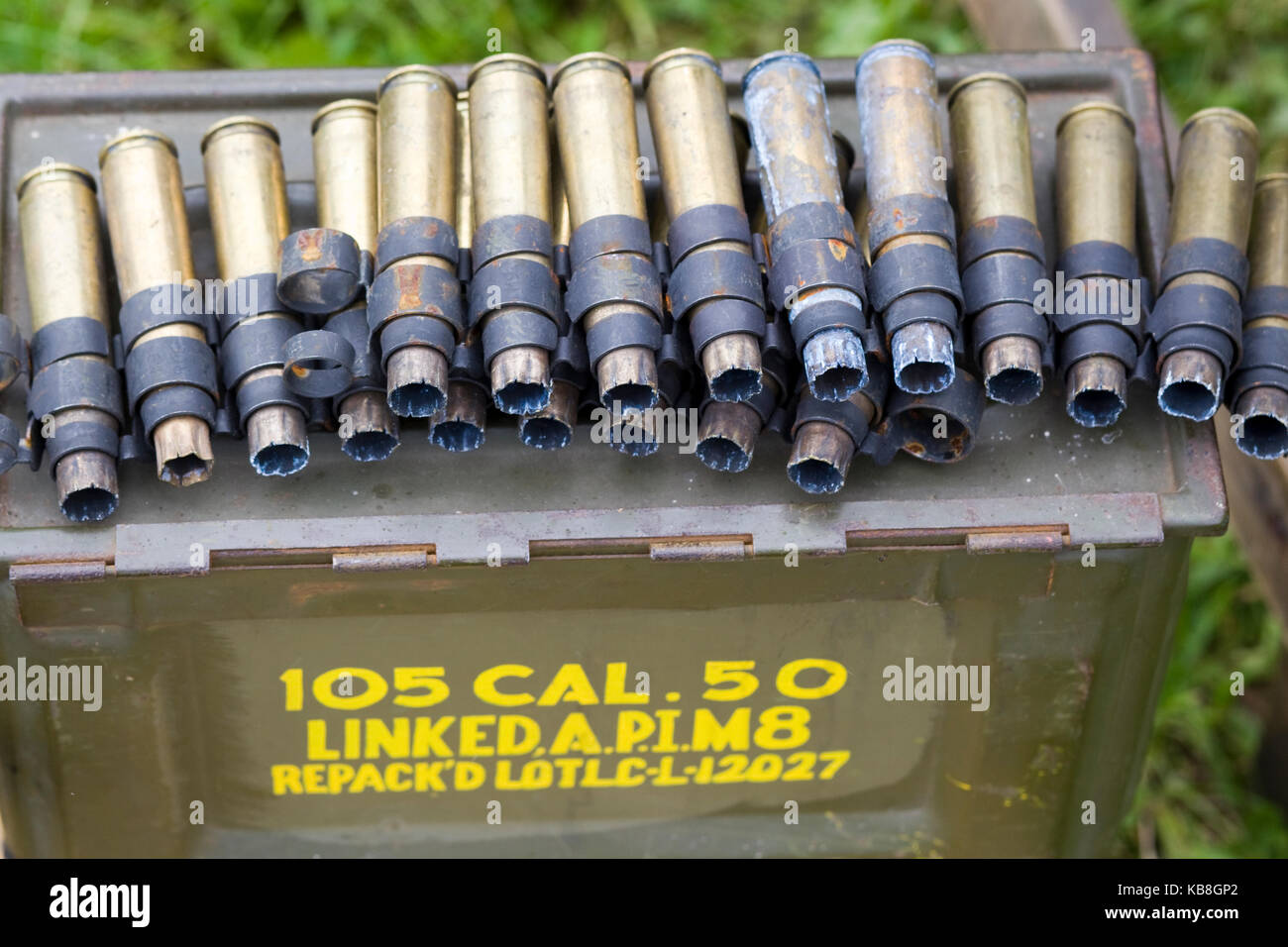105 cal 5 0 linked ammunition hi-res stock photography and images - Alamy