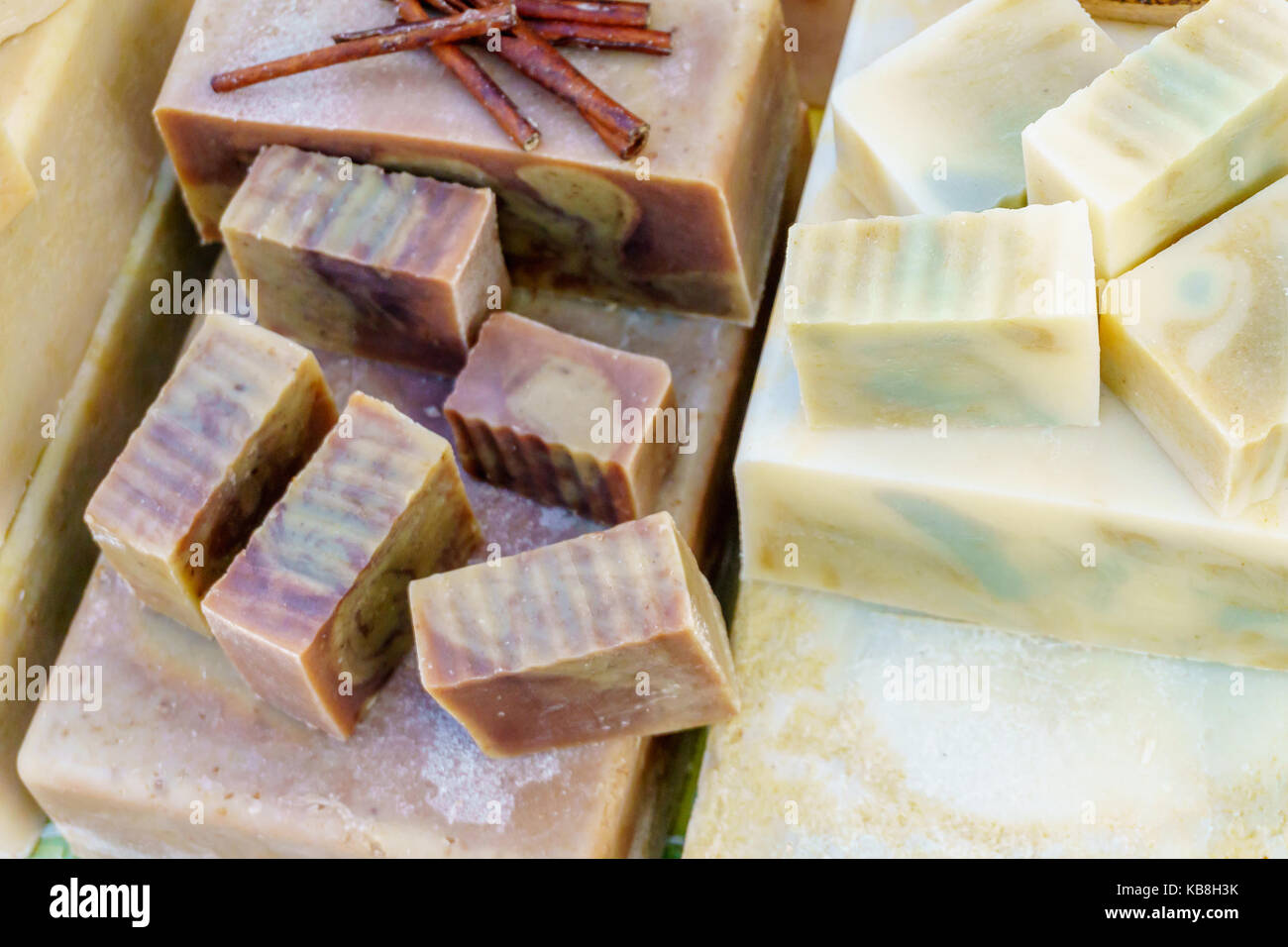 Rows of colorful homemade soap Stock Photo - Alamy
