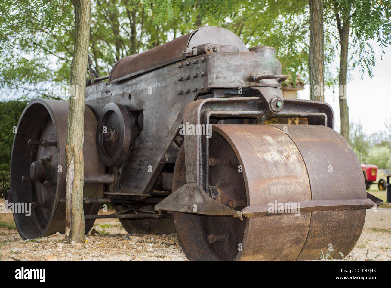 Old roller machine. Located in green summer park Stock Photo - Alamy