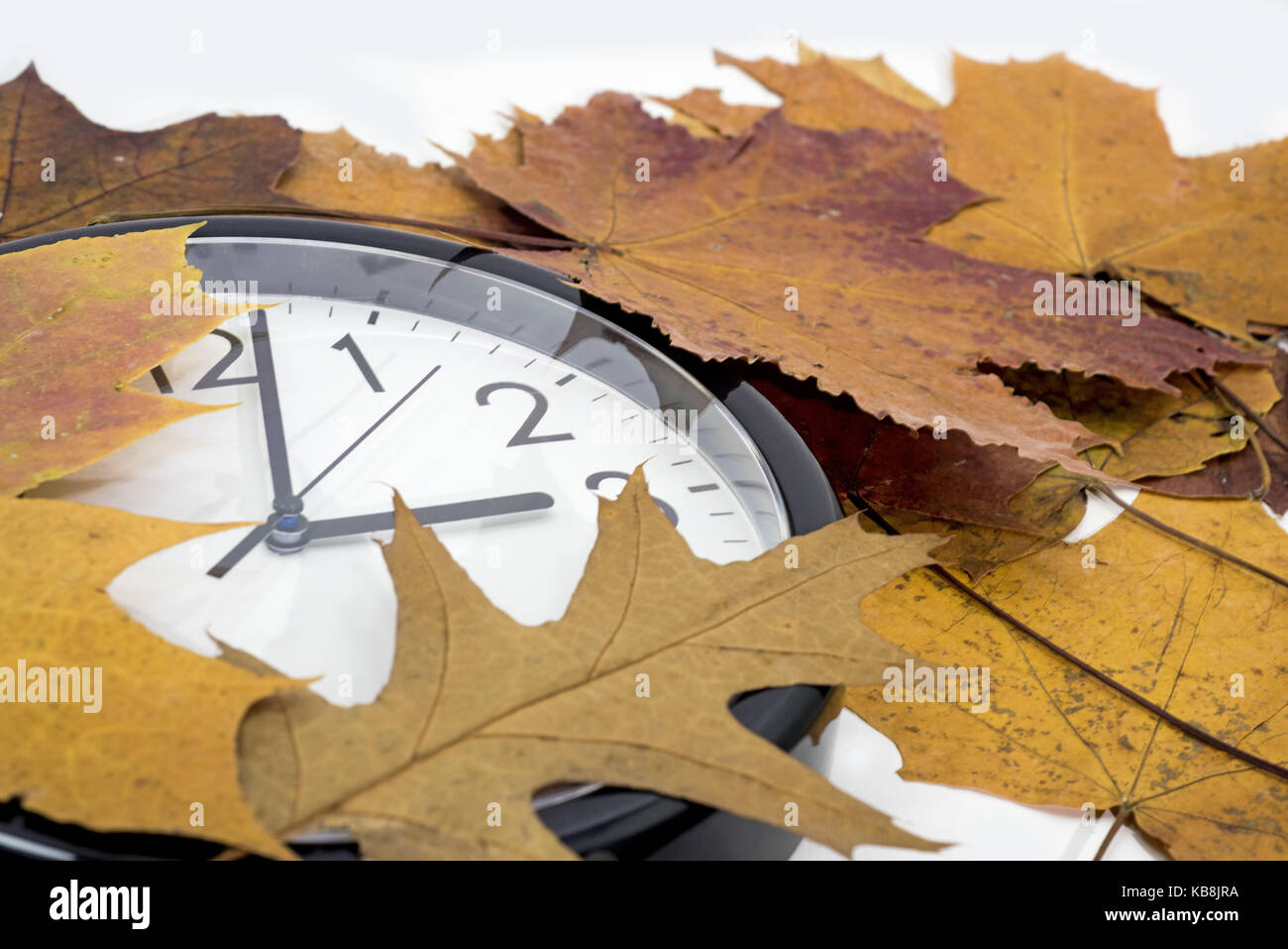Daylight Saving Time. Wall Clock going to winter time Stock Photo - Alamy