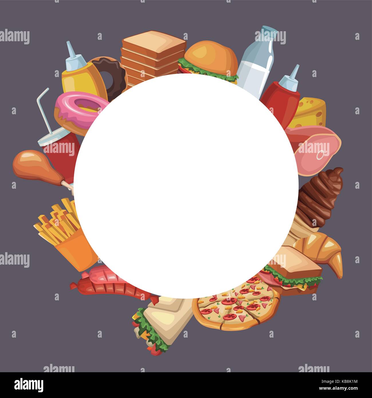 Fast food round frame Stock Vector Image & Art - Alamy