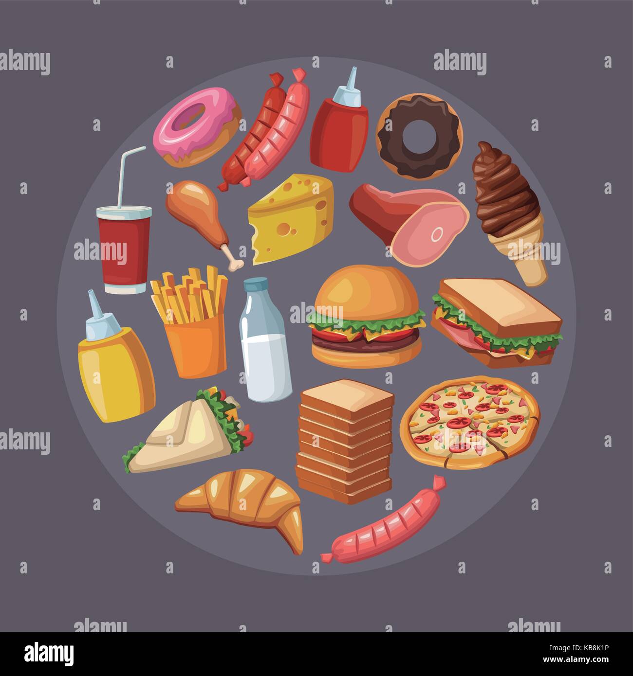 Fast food round frame Stock Vector Image & Art - Alamy