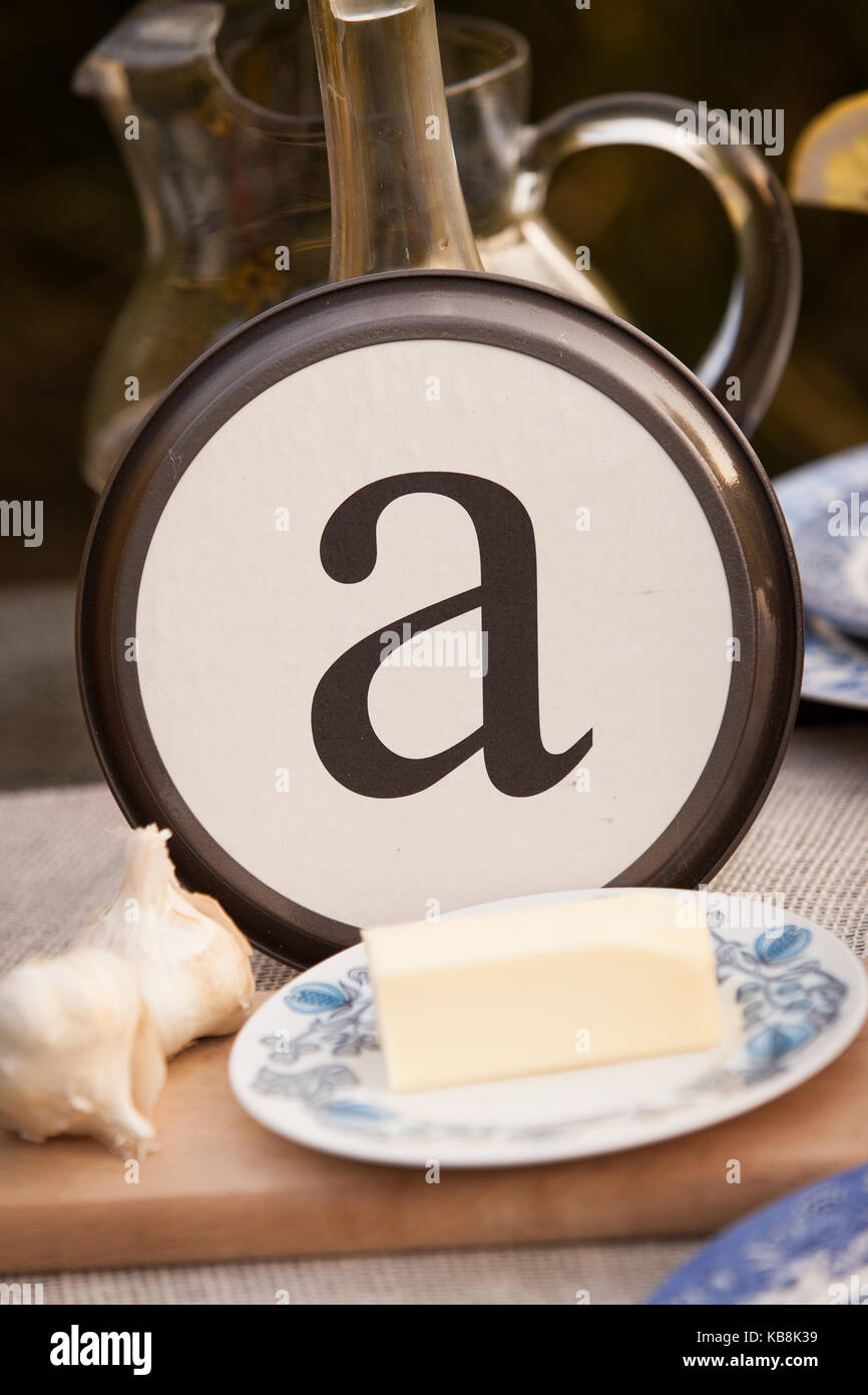 Beautiful rustic table setting with the letter "A" incorporated Stock ...