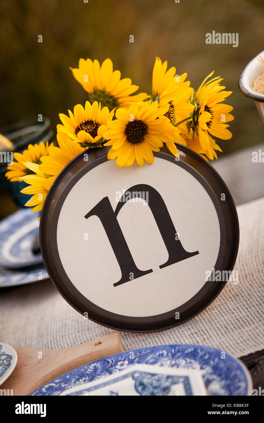 Beautiful rustic table setting with the letter "N" incorporated Stock ...