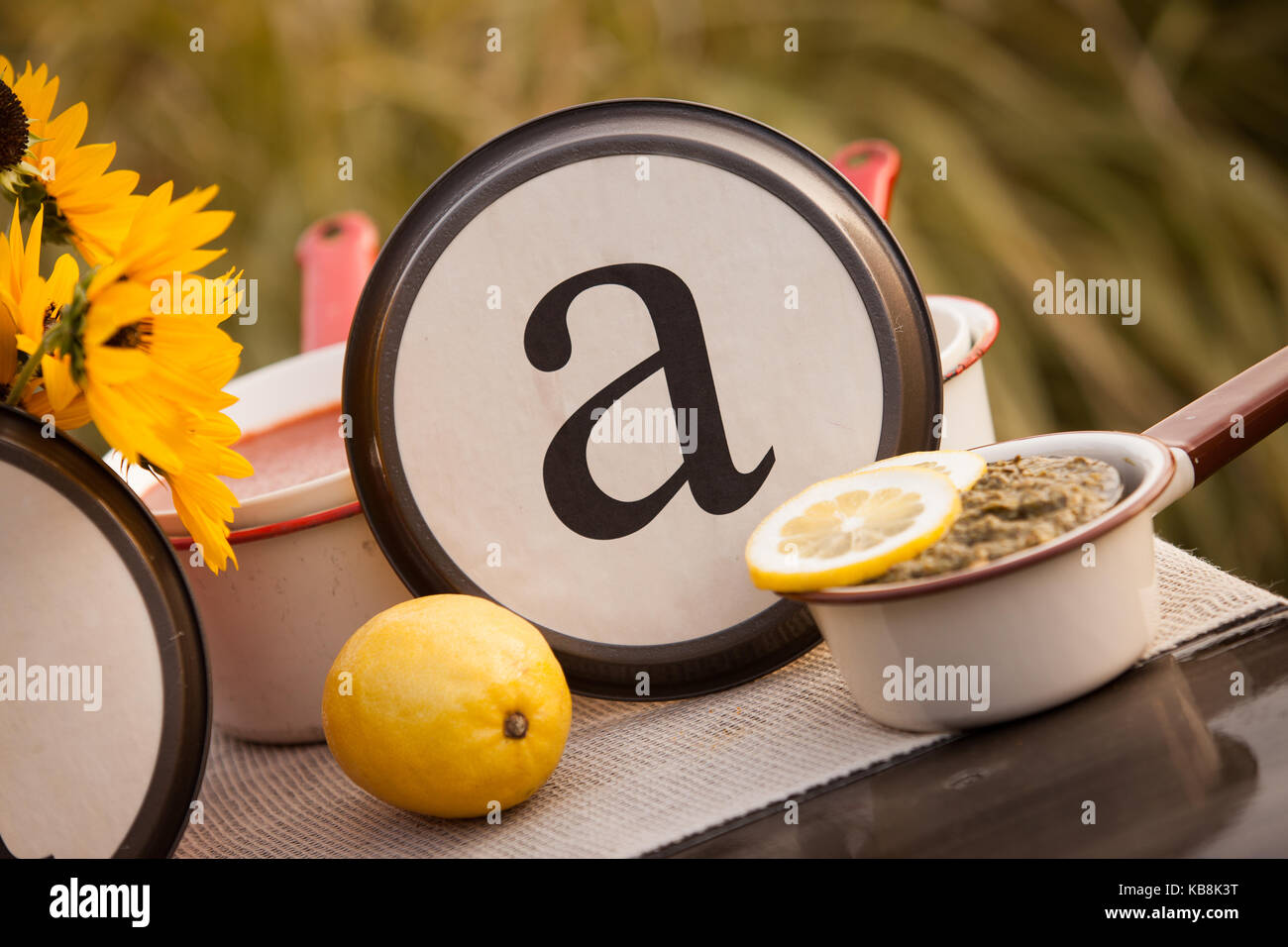 Beautiful rustic table setting with the letter "A" incorporated Stock ...