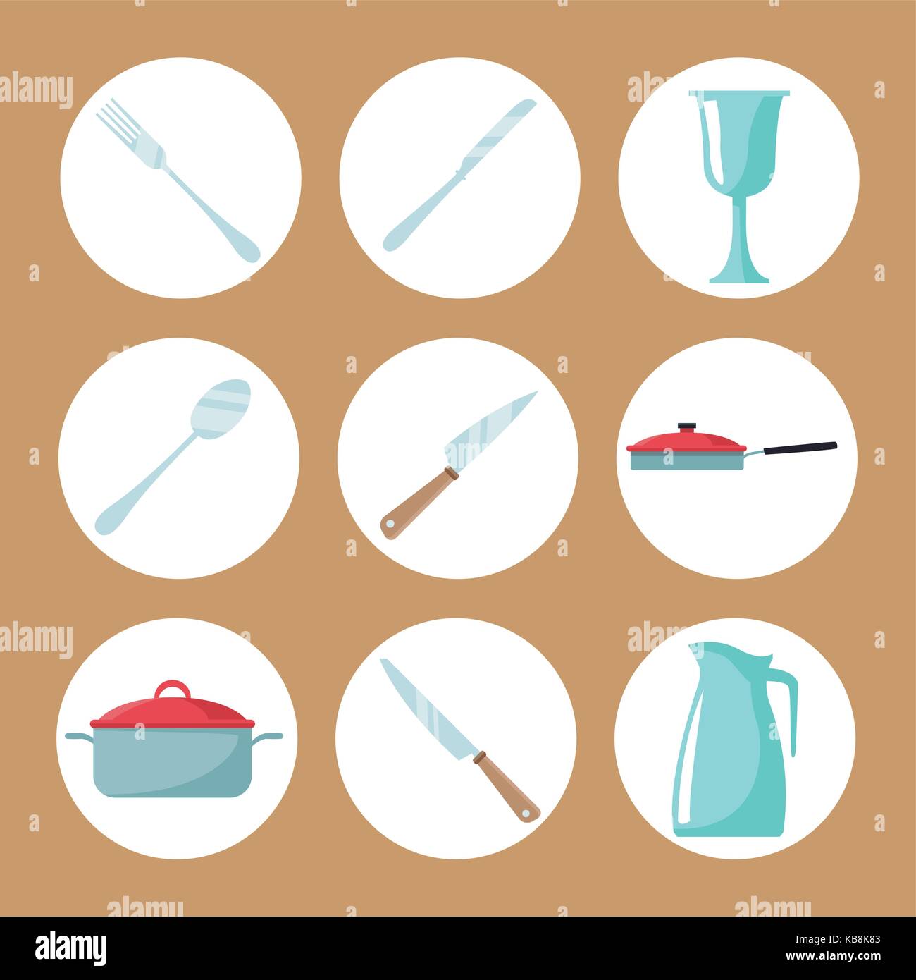 Cutlery icons on round Stock Vector Images - Alamy