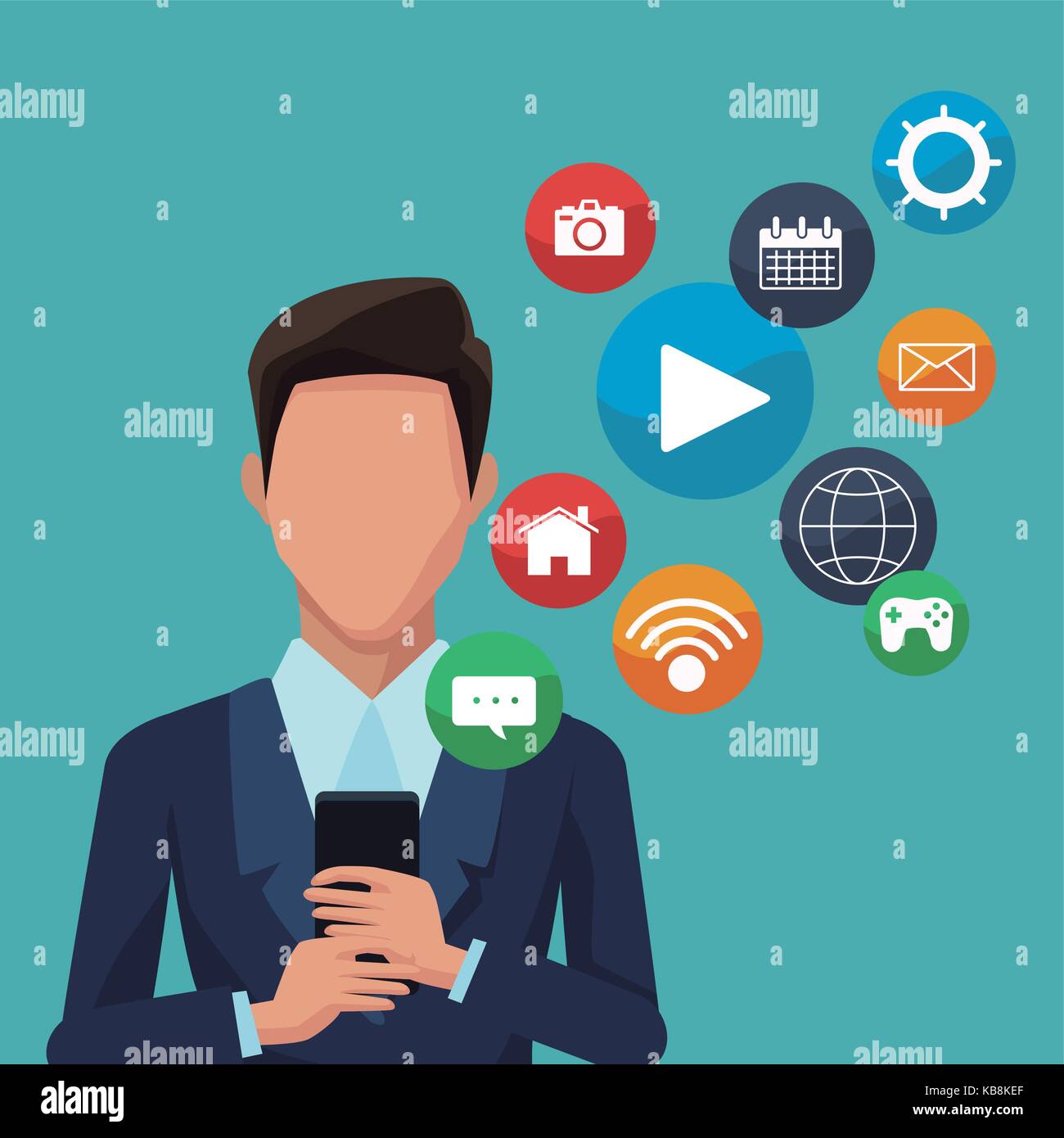 Businessman using smartphones apps Stock Vector Image & Art - Alamy