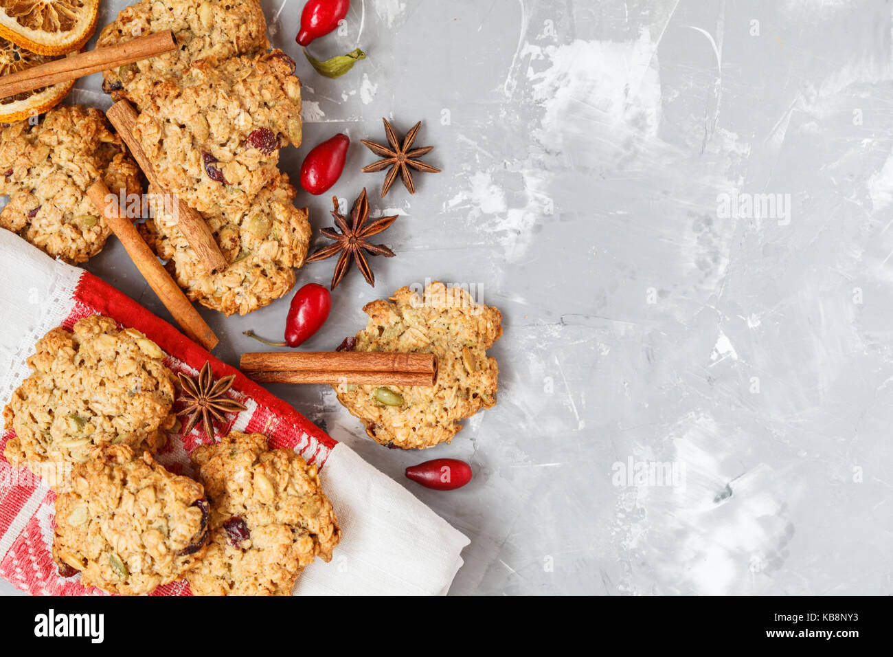 Christmas decoration, homemade cookies and New Year symbols Stock Photo ...