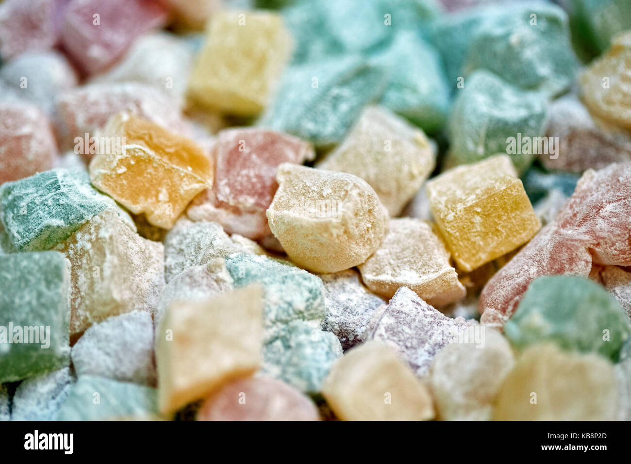 Closeup of turkish delight jelly pieces in various colors Stock Photo ...