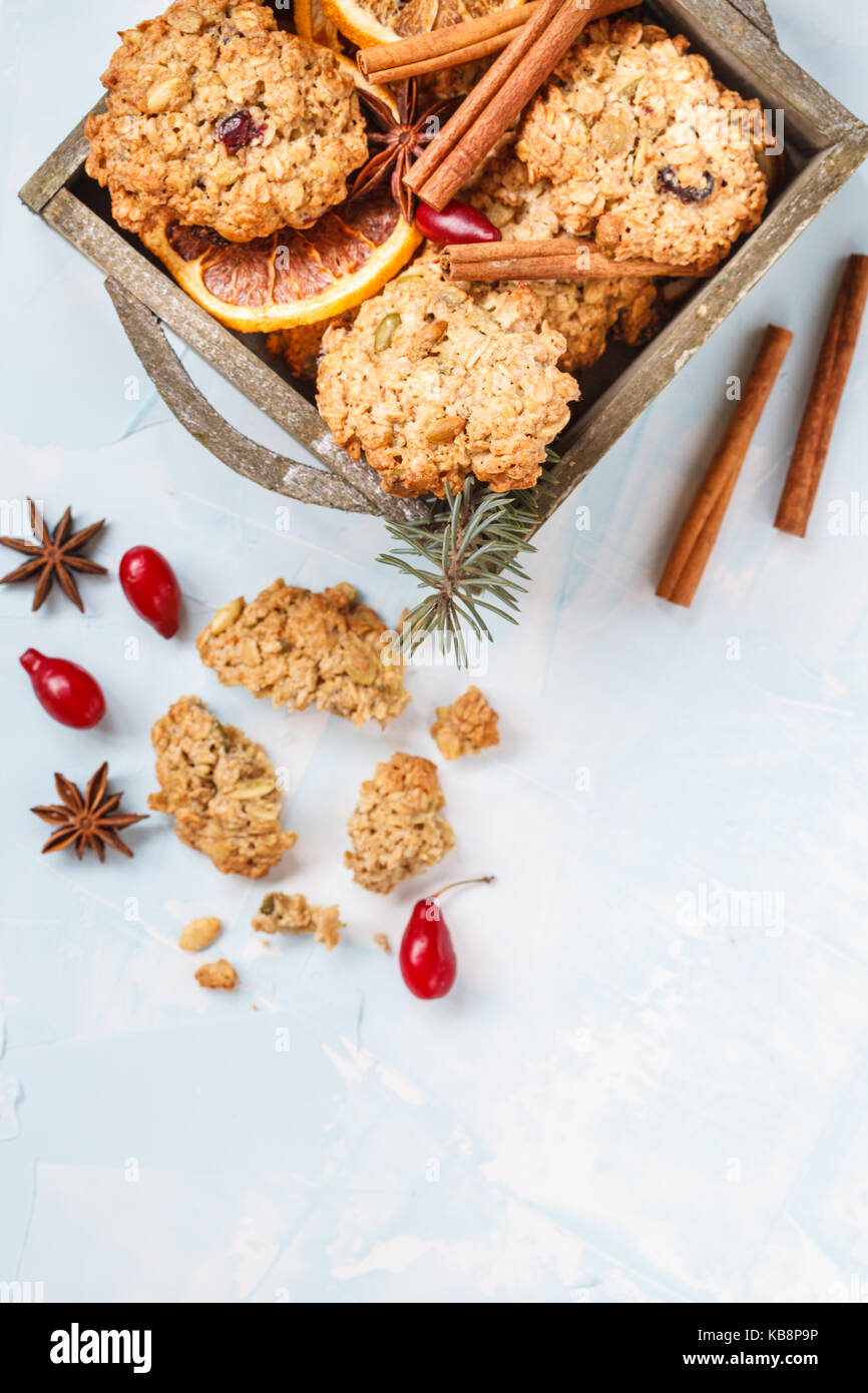 Christmas decoration, homemade cookies and New Year symbols Stock Photo ...