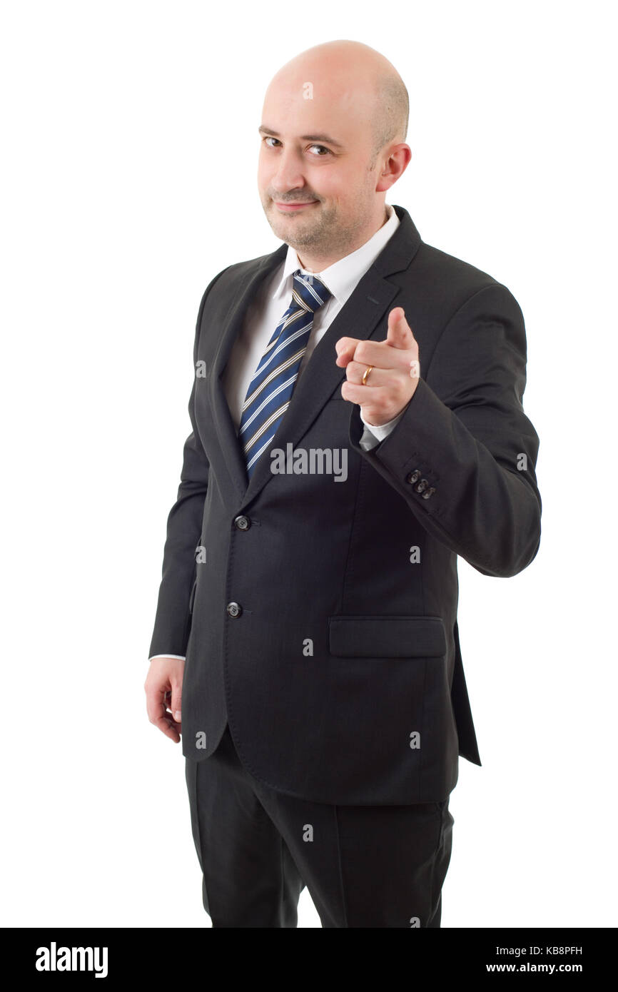 happy business man pointing, isolated on white Stock Photo - Alamy