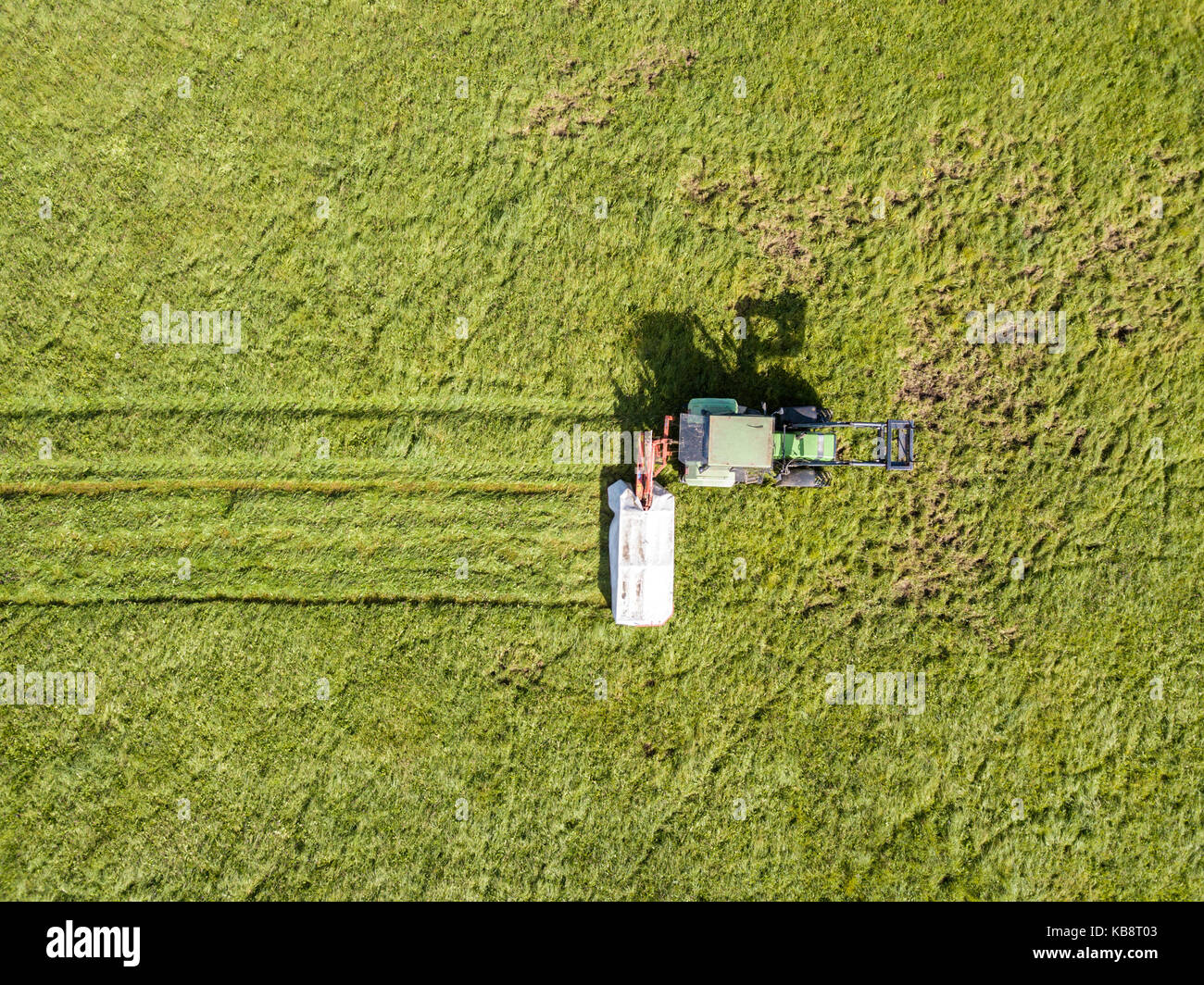 Aerial view of a tractor operating in the field Stock Photo - Alamy