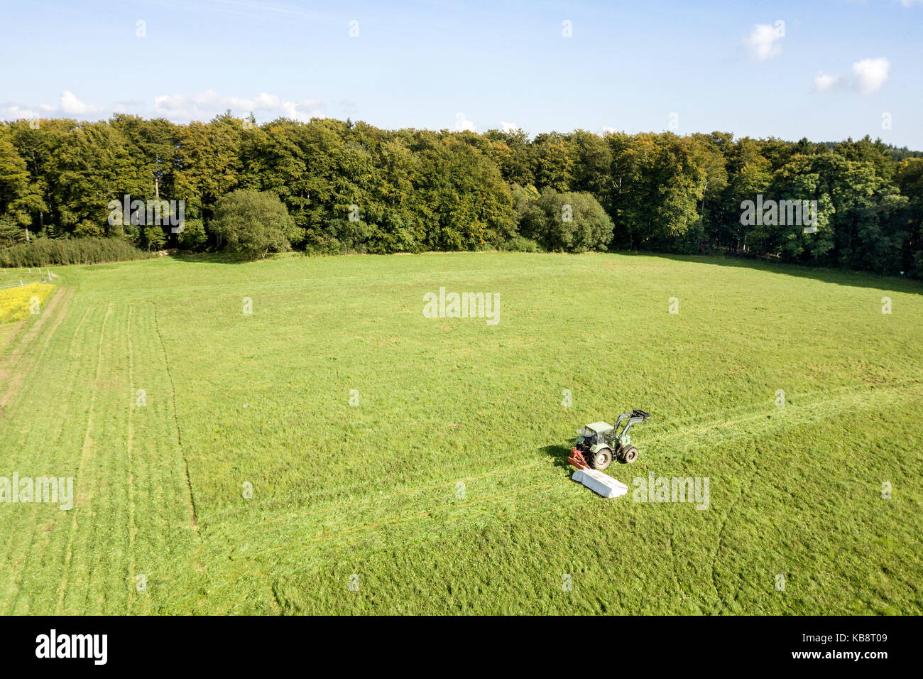 Aerial view of a tractor operating in the field Stock Photo - Alamy