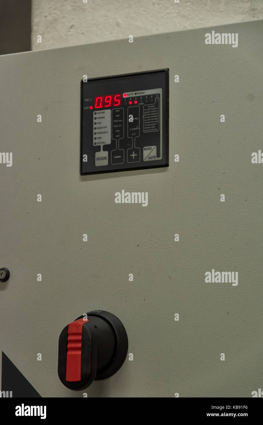 View of the display of a reactive power regulator Stock Photo - Alamy