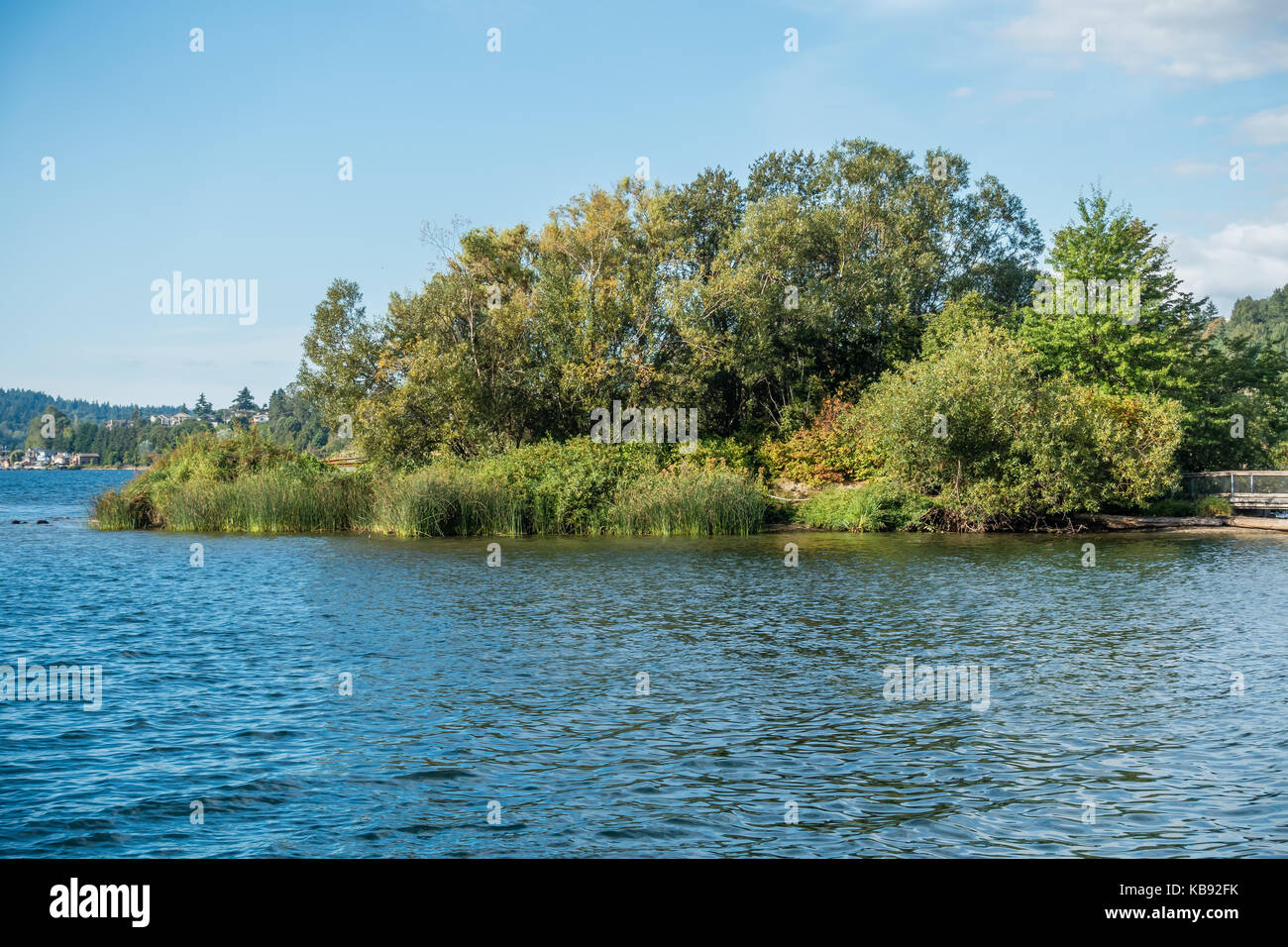 A view of a small island at Gene Coulon Park in Renton, Washington ...
