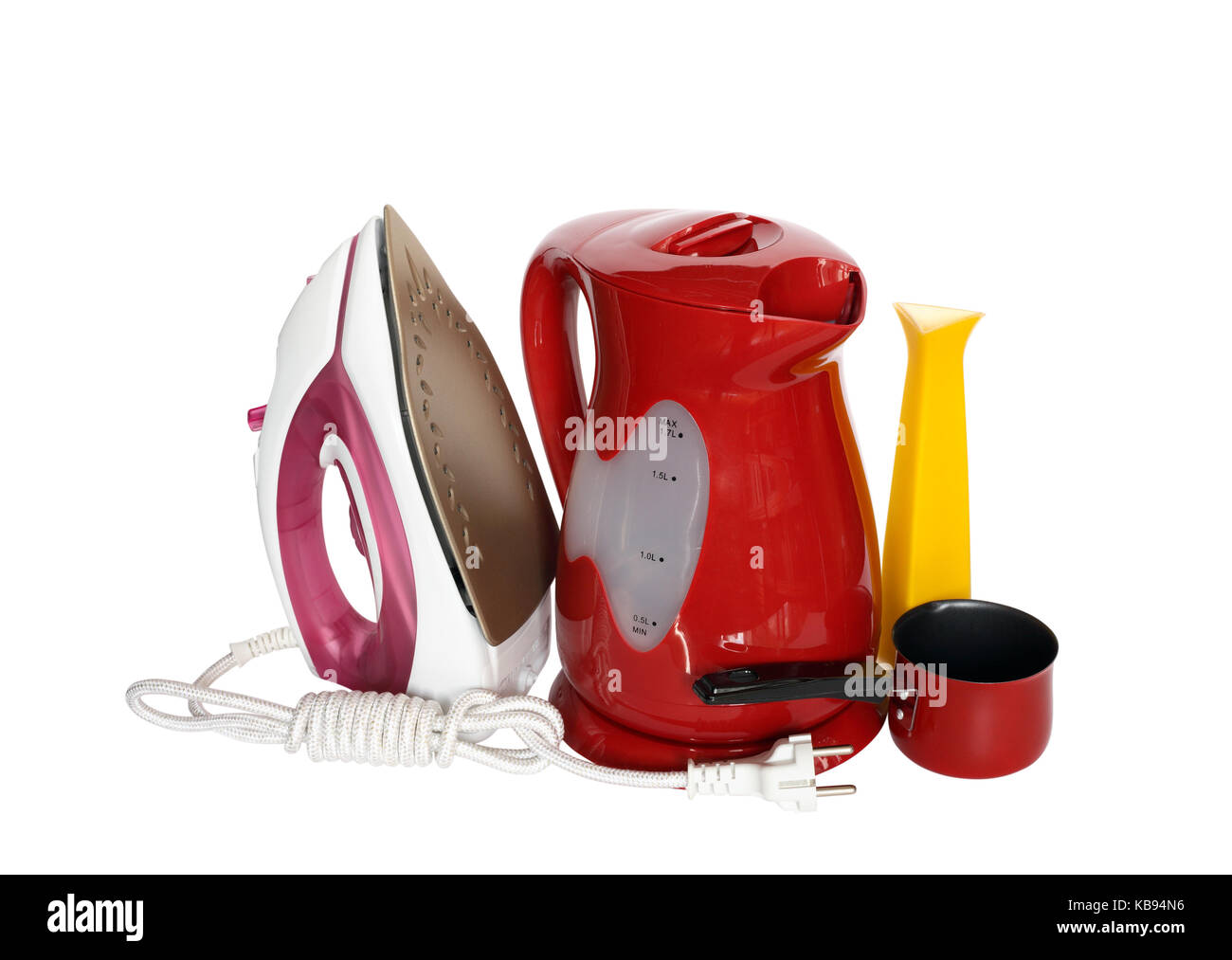 Set of household objects isolated on white background with clipping ...