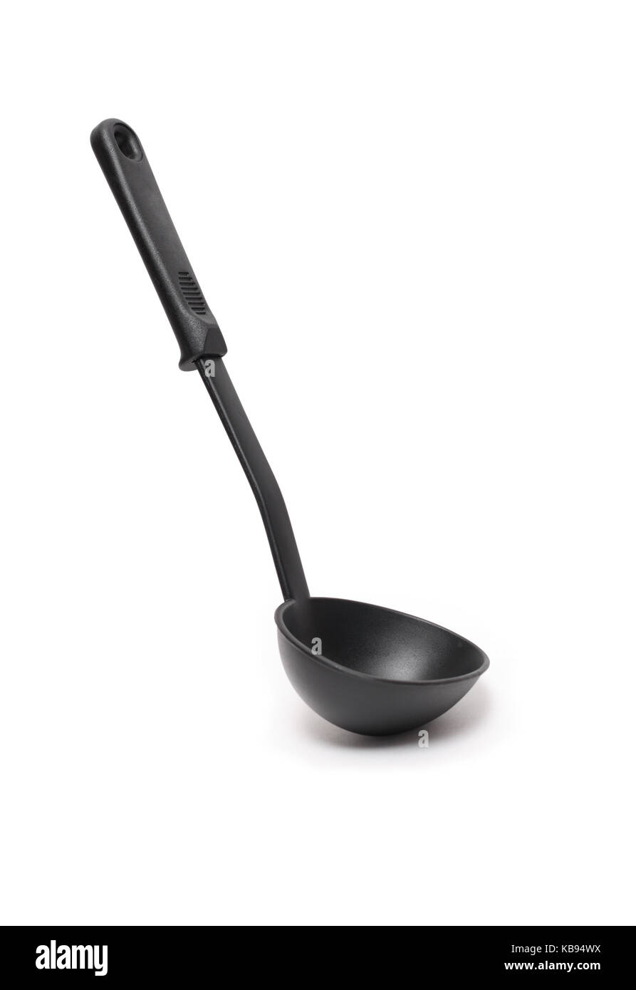 Modern black ladle on white background. Clipping path is included Stock ...