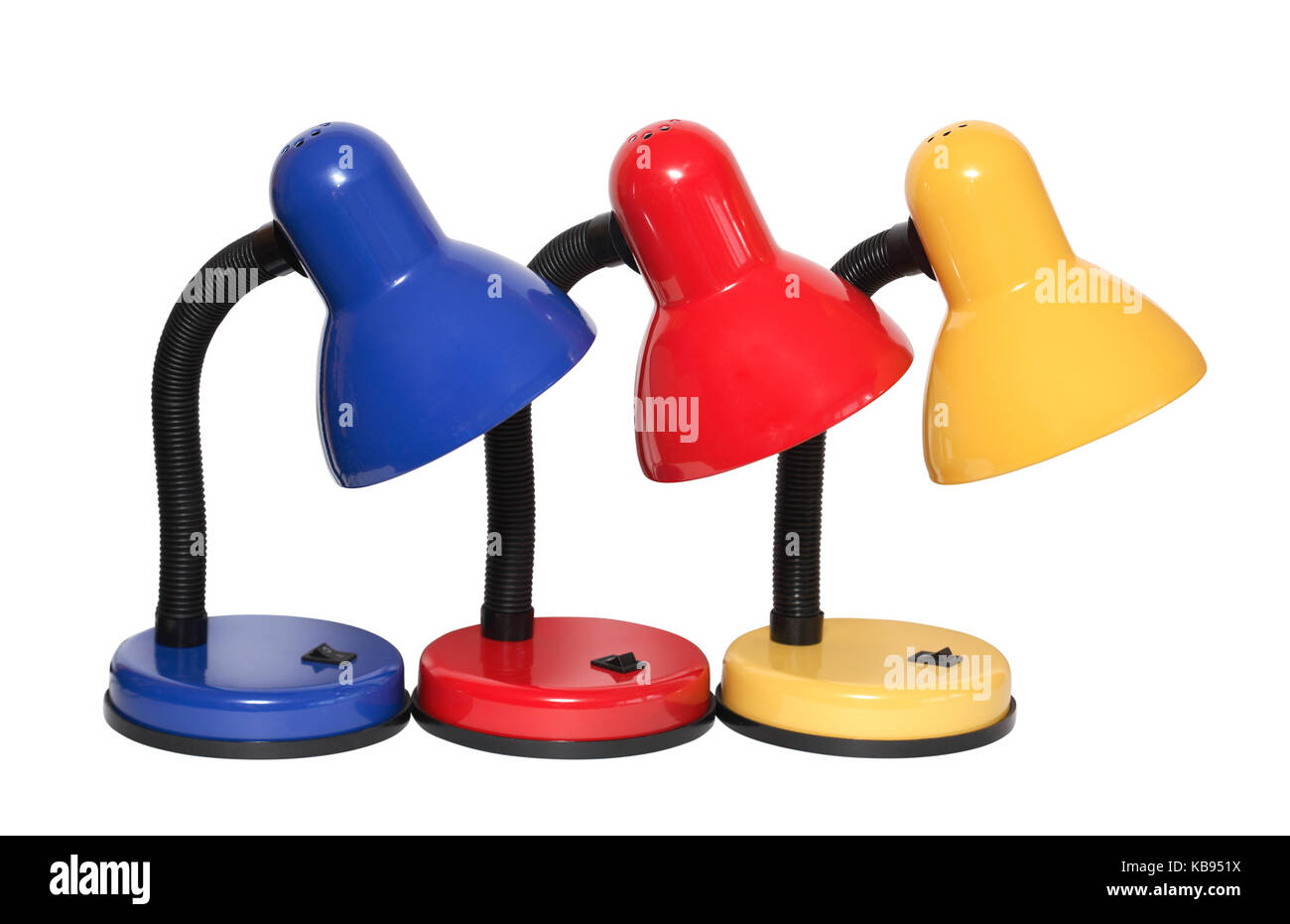 Three modern desk lamps isolated on white background with clipping path ...