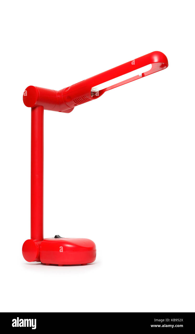 Nice modern red desk lamp isolated on white background with clipping ...