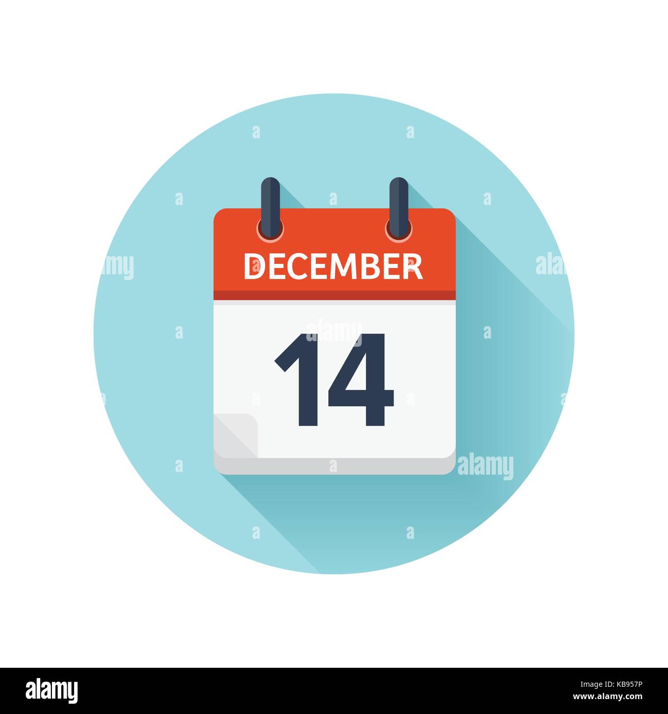 December 14. Vector flat daily calendar icon. Date and time, day, month ...