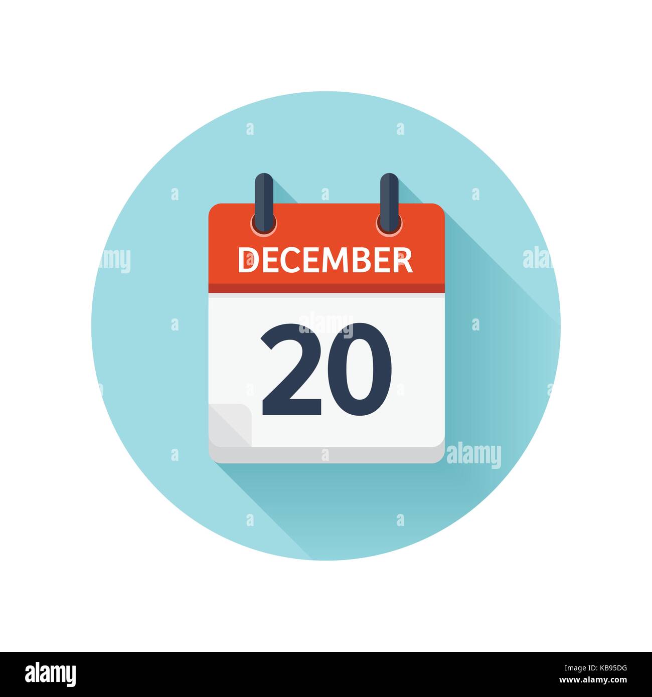 December 20. Vector flat daily calendar icon. Date and time, day, month ...