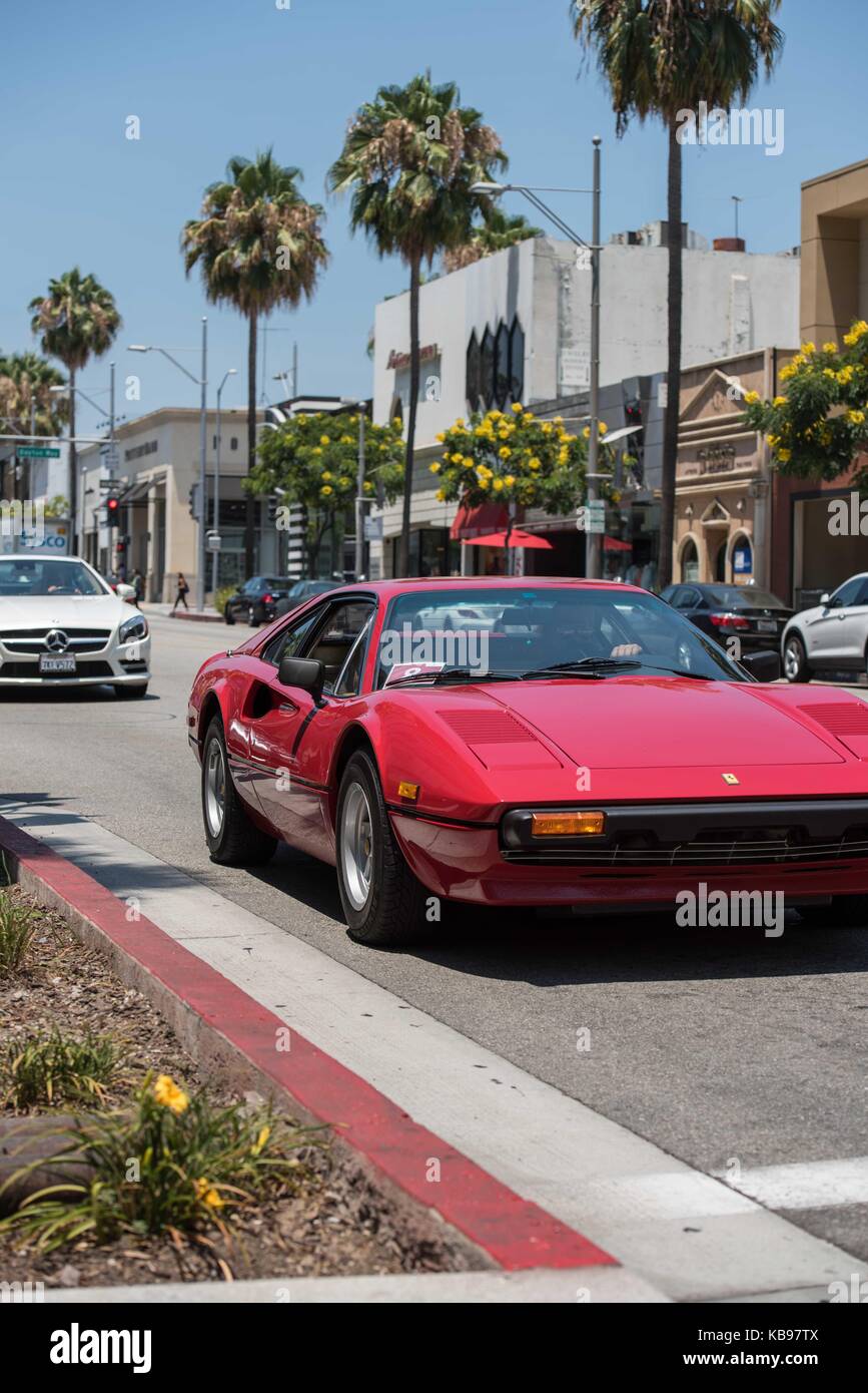 Red Classic Ferrari on Rodeo Drive Los Angeles Stock Photo - Alamy