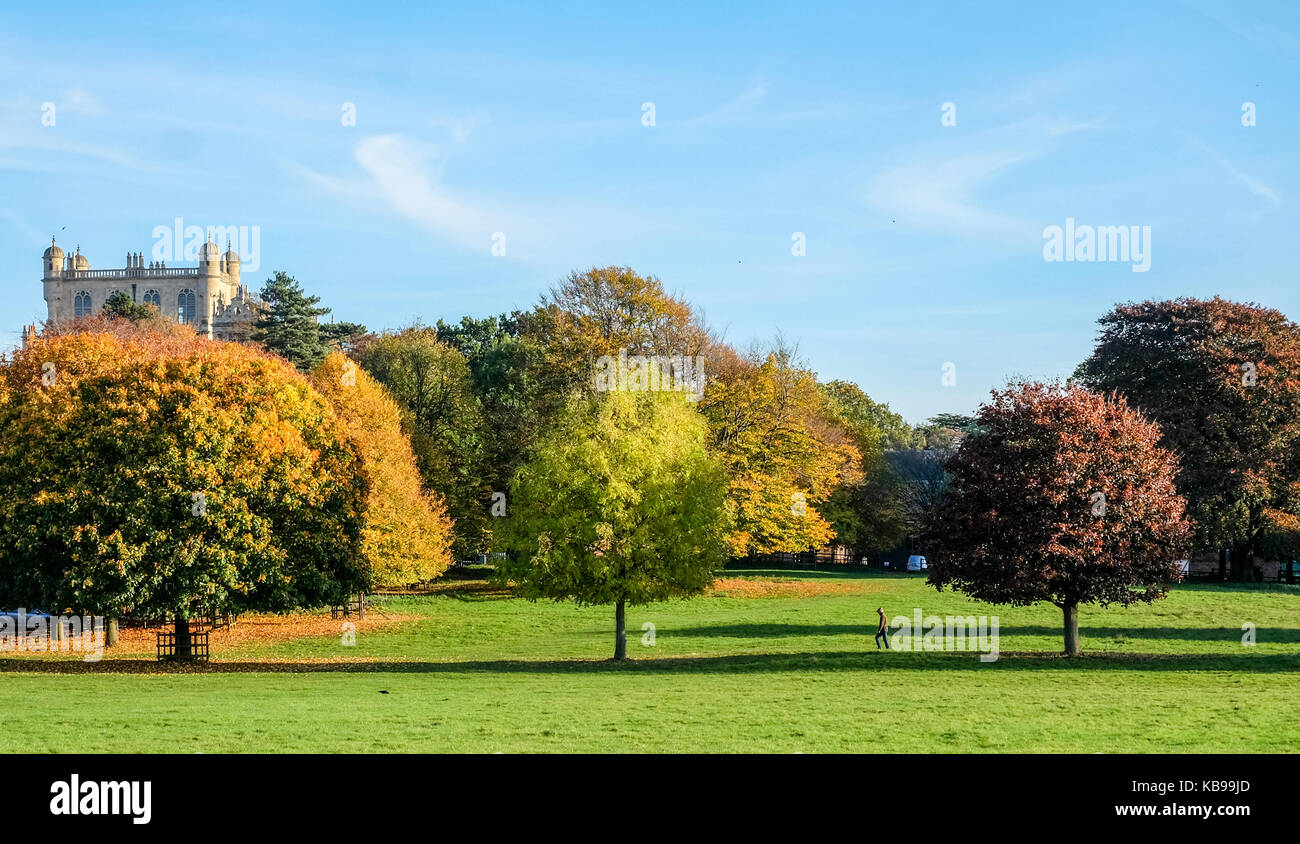 Autumnal landscape views of parkland at Wollaton Nottingham England ...