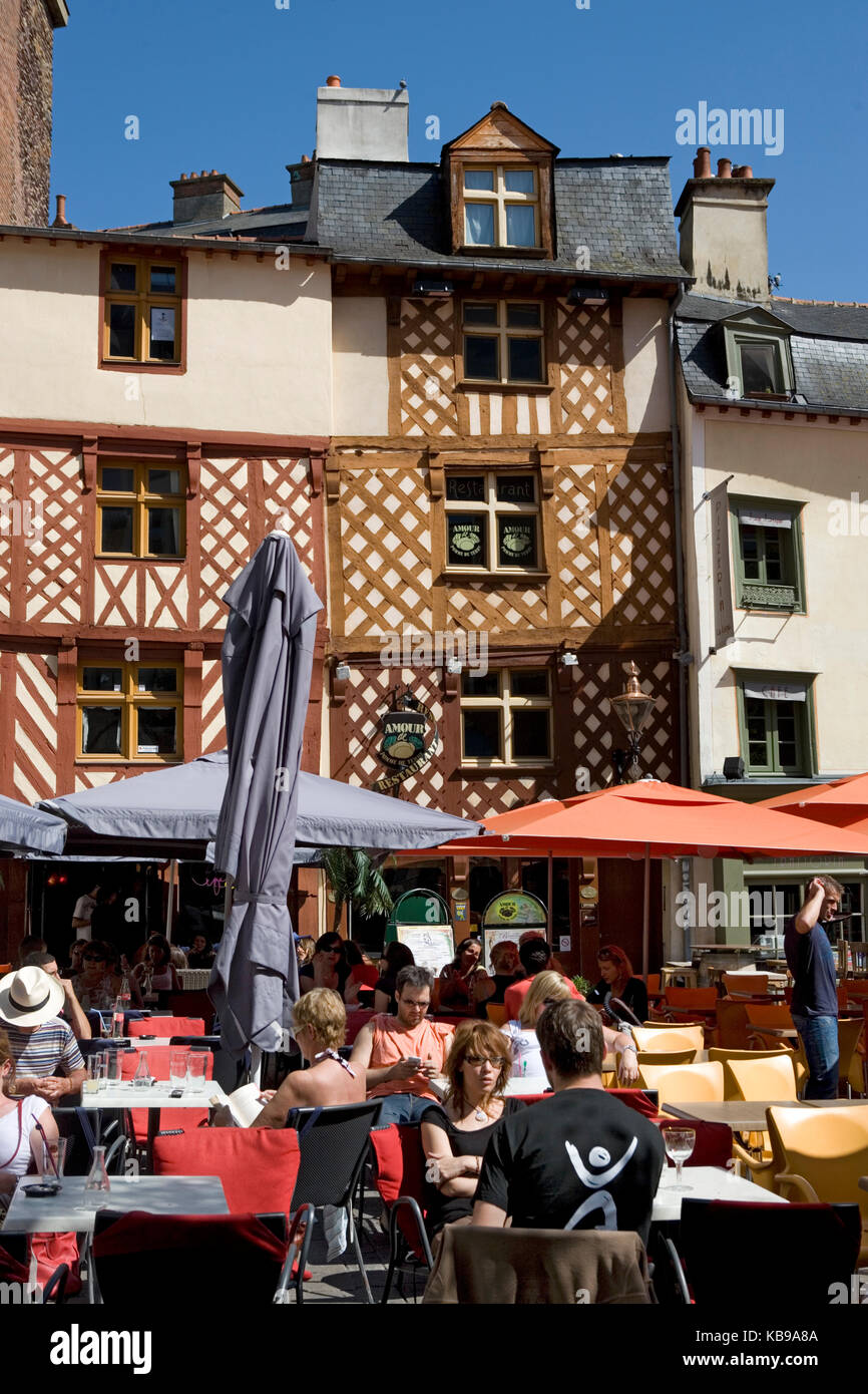 Rue Rallier du Baty, and Place St-Michel, Rennes, Brittany, France ...