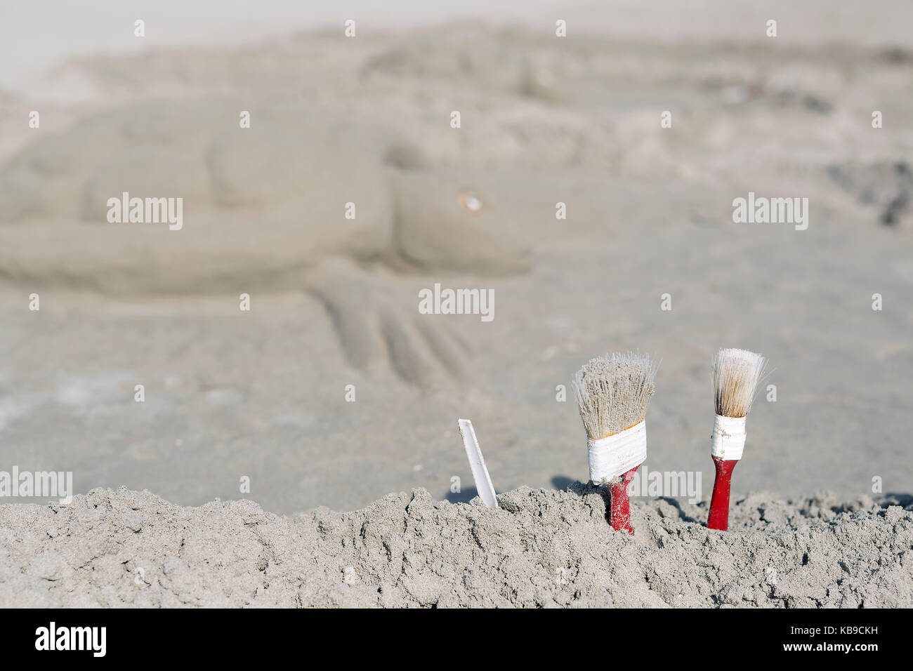 Sand sculptures from the beach made with the help of boys and girls ...