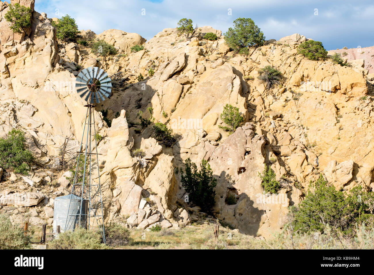 Windmill in the Ojito Wilderness, New Mexico, USA Stock Photo - Alamy